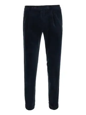 MICHAEL COAL Cotton-blend Pleated Pants With Side Pockets - Blu