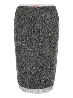 MARKGONG Pencil Skirt With Fringed Hem In Polyester Wool Blend For - Grey