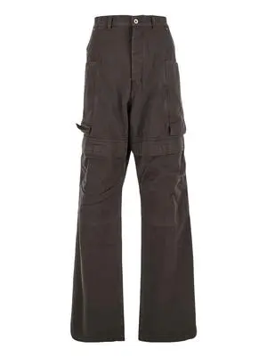 Rick Owens Drkshdw Stefan Wide-Leg High-Waisted Cargo Pants With Patch & Flap Pockets Brown