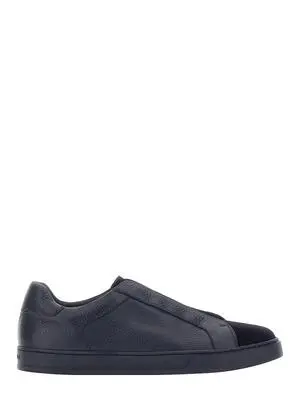 DOUCAL'S Spencer Leather Slip-on Low Top Sneaker For - Blu