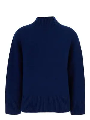 LEPLAIN 5gg Cashmere Mock Neck Pullover With High Collar And Long Sleeves - Blu