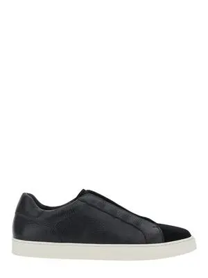 DOUCAL'S Spencer Low Top Slip-on Sneaker With Semi-hidden Lace Closure - Black