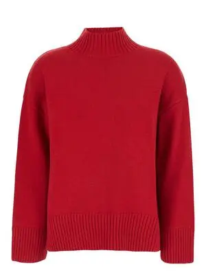 LEPLAIN Cashmere Mock Neck Sweater With High Collar And Long Sleeves, Regular Fit - Red