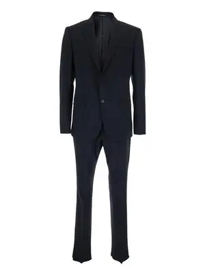 Emporio Armani S Single-breasted Slim Fit Wool Suit With Notched Revers - Blu