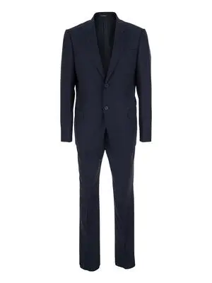 Emporio Armani Tech Fabric Regular-fit Two-piece Suit With Notched-revers Two-button Jacket And Trousers - Blu
