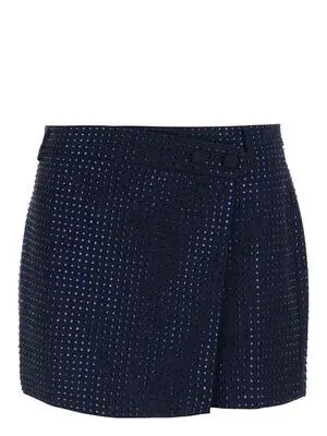 Pinko Soave Blue Skirt With All-over Sequins In Tech Fabric For - Blu