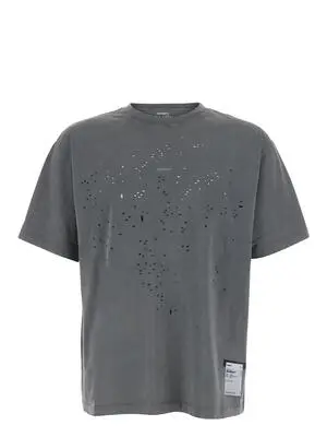Satisfy Logo Front Cotton Round-neck T-shirt - Grey