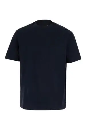 Emporio Armani S Cotton Crew Neck T-shirt With Tone-on-tone Logo Embroidery - Blu