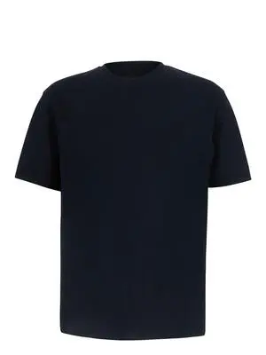 Emporio Armani Tone-on-tone Logo Embroidered Cotton Crew Neck T-shirt For - Blu