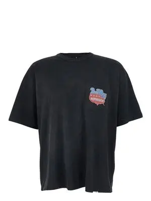 REPRESENT Logo Patch Pocket Crew Neck T-shirt With Maxi Back Print - Black