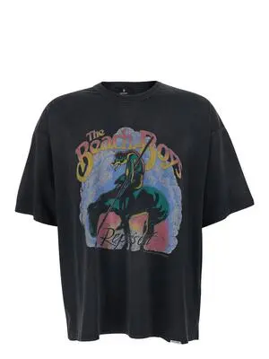 REPRESENT Cotton Crew Neck T-shirt With Maxi Front And Back Print - Black