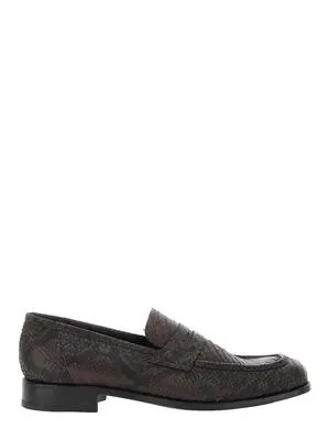 LIDFORT Suede Almond-toe Loafers With Low Heel Slip-on Design - Brown