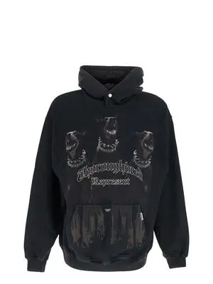 REPRESENT Represent Men's Faded Maxi Logo Hoodie With Kangaroo Pocket Black