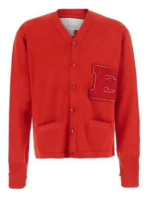 ERL Unisex ERL Script Knit Cardigan With V-Neck And Long Sleeves