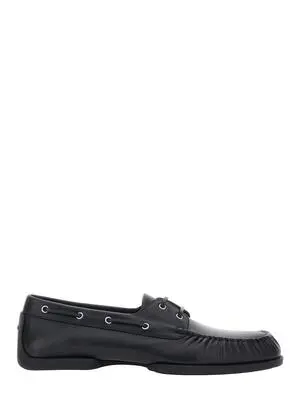 JIL SANDER Jil Sander Men's Leather Loafers With Rounded Toe And Ruffled Details