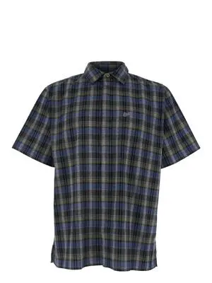 ERL Relaxed-fit Check-print Cotton-blend Shirt With Front Pocket - Grey