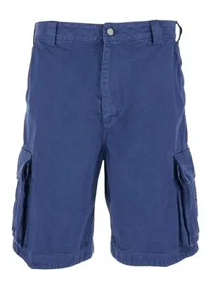 ERL Cotton Bermuda Shorts With Cargo Pockets - Blu