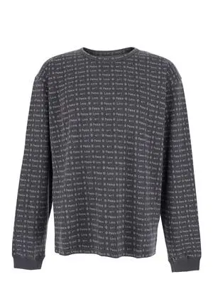 ERL Jacquard Knit Long-sleeve Tee In 100% Cotton Jersey - Brown