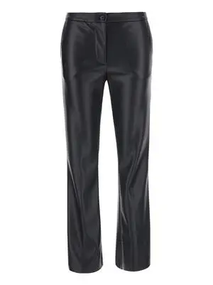 JUCCA High-waist Ecoleather Trousers With Button Closure - Black