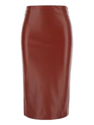JUCCA JUCCA Women's Eco Leather Midi Skirt With High Waist And Side Zip Red