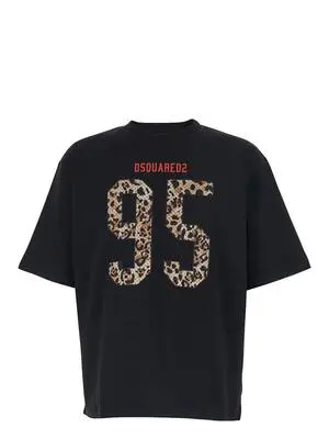 Dsquared2 Cotton Crew Neck Maxi Logo T-shirt - Black