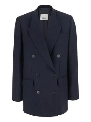 JUCCA Double-breasted Notched Revers Blazer With Flap Pockets And Back Vent - Blu