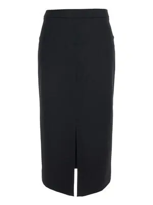 JUCCA High-waist Wool-blend Skirt With Front And Back Slits - Black