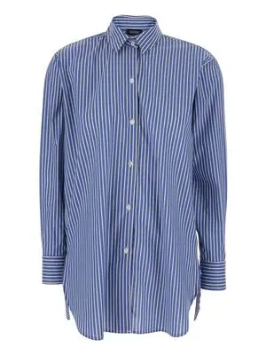 LEPLAIN Leplain Women's Cotton Shirt With Classic Collar And All-Over Striped Pattern