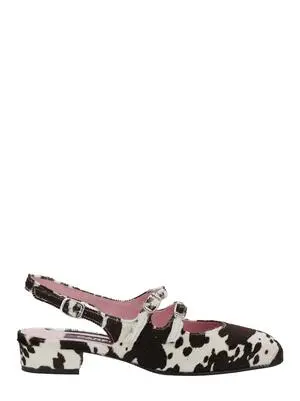CAREL Slingback Ballet Flats With Buckle Strap And Cow Print Leather - Multicolor