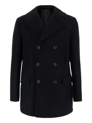 Tagliatore San Francisco Double-breasted Wool Jacket With Notched Revers For - Black