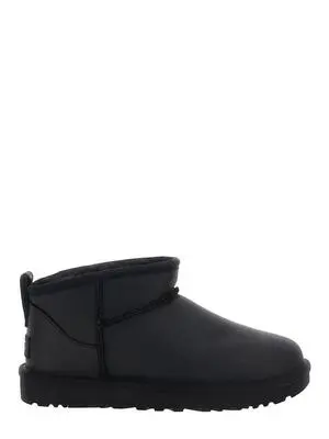 UGG UGG Women's Classic Ultra Mini Pull-On Boots With Faux Fur Lining & Rubber Sole Black
