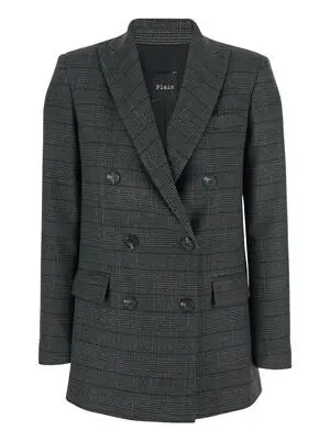 LEPLAIN Double-breasted Wool Blazer With Peak Lapels And All-over Striped Motif - Grey