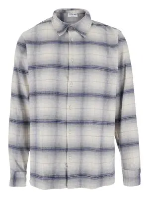 WON HUNDRED All-over Check Cotton Shirt With Classic Collar - Grey