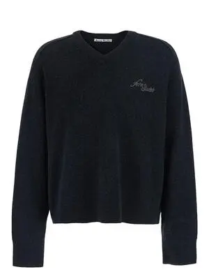 Acne Studios Cotton Round-neck Sweater With Long Sleeves - Black