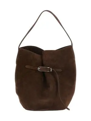 LIFFNER LIFFNER Suede Crossbody Handbag With Adjustable Strap And Silver-Tone Hardware