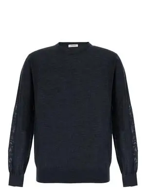 KANGRA Crew Neck Merino Extrafine Wool Sweater With Straight Hem - Grey