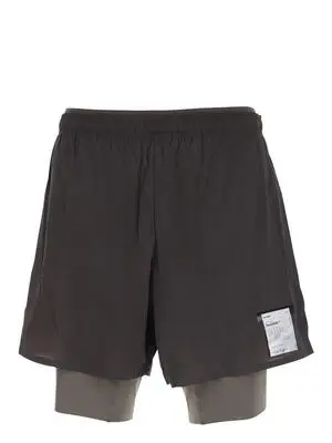 Satisfy Techsilk 8 Tech Fabric Shorts With Elastic Waistband And Side Pockets - Brown