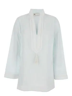 Tory Burch Tory Burch Women's 100% Cotton Tunic Caftan Light Blue