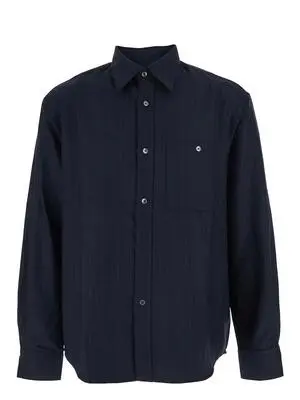 TONYWACK Tonywack Wool Blend Pinstriped Dress Shirt With Pointed Collar