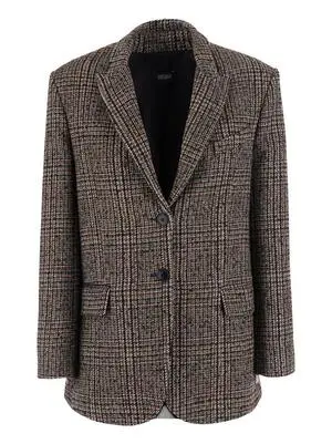 LEPLAIN Leplain Women's Houndstooth Single-Breasted Blazer With Peak Revers