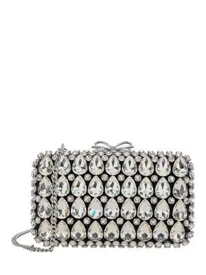 SELF-PORTRAIT Mini Crystal Satin Clutch Handbag 25 Cm X 15 Cm X 5 Cm - Black