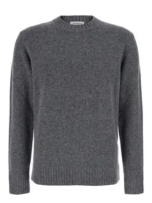 KANGRA Regular-fit Crewneck Sweater In Blend Wool With Ribbed Trim - Grey