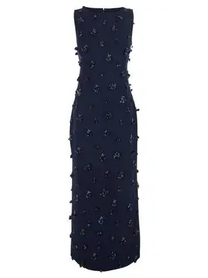 Simkhai Sleeveless Long Dress With All-over Floral Applique Embellishments In Tech Fabric - Blu