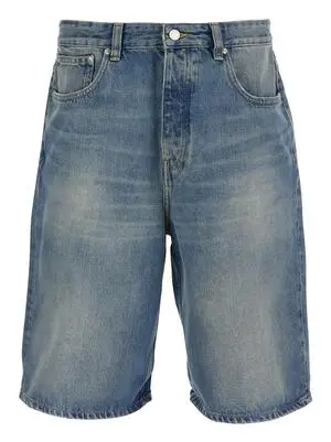 WON HUNDRED Five-pocket Bermuda Shorts With Back Patch Logo - Blu