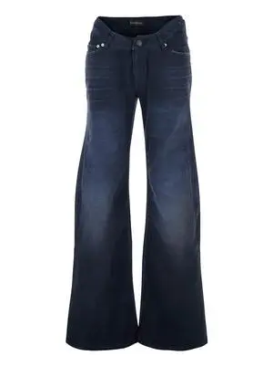 Balenciaga Five-pocket Jeans With Curved Waist And Faded Denim Effect - Blu