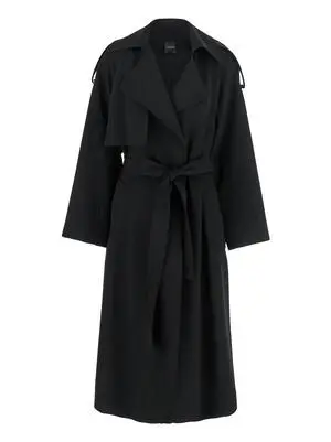 LEPLAIN Double-breasted Trench Jacket With Matching Belt For - Black
