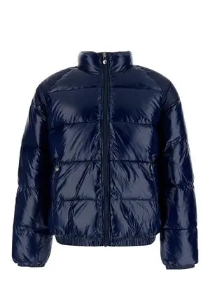 Pyrenex High-neck Tech Fabric Down Jacket With Logo Sleeve Patch - Blu