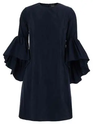 LEPLAIN Leplain Women's Crew Neck Dress With Flared Draped Sleeves