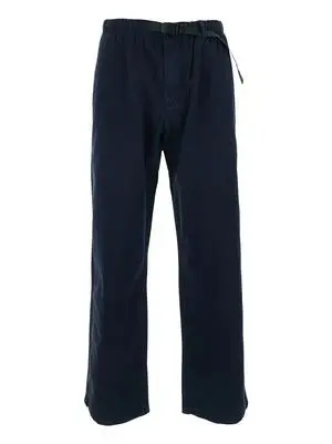 Gramicci Cotton Pants With Elasticated Waist, Belt Loops & Logo Detail - Blu