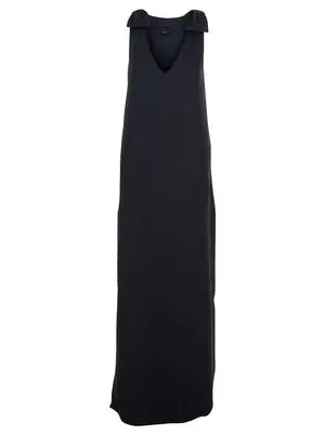 LEPLAIN Long V-neck Sleeveless Dress With Side Slits - Blu